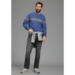 MAN'S WORLD Sweatshirt MAN'S WORLD, Herren, Gr. 4XL (68/70), marine, angeraute Sweatware, Obermaterial: 60% Baumwolle, 40% Polyester, gestreift, regular fit, Rundhals, angesetztes B&uuml;ndchen, Sweatshirts Sweatshirt, gestreift, mit Rundhalsausschnitt, Langarm, angeraute Sweatware