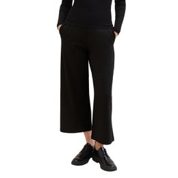Damen Culotte, schwarz, Gr. M, Tom Tailor Denim, unifarben, Web, Obermaterial: 96% Polyester, 4% Elasthan, Hosen, 3/4-L&auml;nge mit Eingrifftaschen