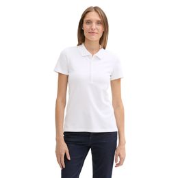 Tom Tailor Damen Poloshirt, wei&szlig;, Gr. M, Jersey, Obermaterial: 95% Baumwolle, 5% Elasthan, Shirts