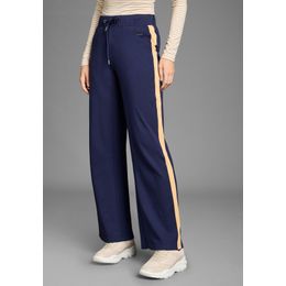 Laura Scott Damen Jerseyhosedunkelblau, Gr. 20, unifarben mit Farbeinsatz, Interlock, Obermaterial: 95% Baumwolle, 5% Elasthan, Hosen, ausgestellte