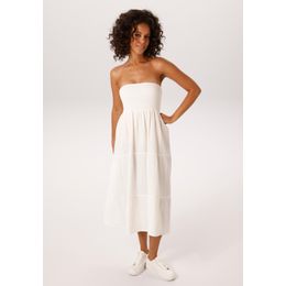 Aniston CASUAL Damen Sommerkleid, wei&szlig;, Gr. 38, unifarben, Web, Obermaterial: 100% Baumwolle, Kleider, - auch als Maxirock tragbar