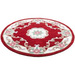 Teppich Theko, H:14mm &Oslash;:190cm, rot, Kunstfaser, Wohnzimmer, Teppiche, "Ming", hochwertiges Acrylgarn, ideal im Wohnzimmer & Schlafzimmer