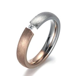 Firetti Damen Fingerring "Schmuck Geschenk 4,0 mm, Matt-Glanzoptik, bicolor", 60, Edelstahl, 4mm, rosa, Edelstahl, Fingerringe, mit Zirkonia (synth.)