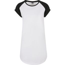 Shirtkleid Urban Classics "Urban Classics Damen Ladies Contrast Raglan Tee Dress", Damen, Gr. M, US-Gr&ouml;&szlig;en, wei&szlig;, schwarz, 100% Baumwolle, normal, Rundhals, Kleider Shirtkleid