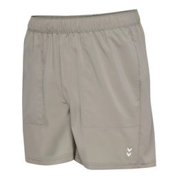 Hummel Damen Trainingsshorts "HMLPULSE WORKOUT SHORTS", beige, Gr. L, Obermaterial: 100% Polyester, Hosen, mit elastischem Bund, regul&auml;re Passform,