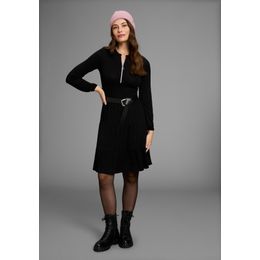 Bruno Banani Damen Jerseykleid, schwarz, Gr. 36, unifarben, Jersey, Obermaterial: 95% Viskose, 5% Elasthan, Kleider, mit tollem Rei&szlig;verschluss-Detail