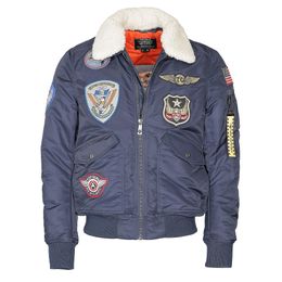 Top Gun Herren Bomberjacke "TG23005", blau, Gr. M, Obermaterial: 100% Polyamid / Futter, Wattierung, Strick, Kunstfell: 100% Polyester, Jacken