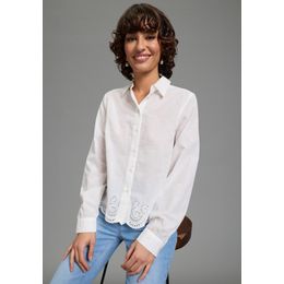 Laura Scott Damen Hemdbluse, wei&szlig;, Gr. 38, unifarben, Web, Obermaterial: 100% Baumwolle, Blusen, unifarbene Bluse, mit Kn&ouml;pfen, aus Baumwolle