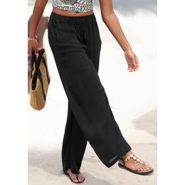 s.Oliver Damen Palazzohose "aus leichter Viskoseware", schwarz, Gr. 38, unifarben, Cr&ecirc;pe, Obermaterial: 100% Viskose, Hosen, mit breitem Bund und