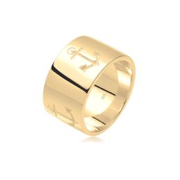 Elli Damen Fingerring "Anker Bandring 925 Silber", 56mm, ohne Stein, Silber 925 (Sterlingsilber), 11mm, gold, Silber 925 (Sterlingsilber), Fingerringe