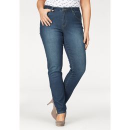 Arizona Damen Slim-fit-Jeans "Curve-Collection", blau, Basic, Gr. 50, Jeans, Obermaterial: 99% Baumwolle, 1% Elasthan, Jeans, hohe Leibh&ouml;he,