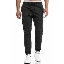 INDICODE Herren Cargohose "INLevi", schwarz, Gr. XL, unifarben, Web, Obermaterial: 98% Baumwolle, 2% Elasthan, Hosen, mit seitlichen Cargotaschen und