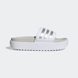 Damen Badesandale "PLATFORM ADILETTE", adidas Sportswear, Gr. 44,5, silber, Synthetik, Schuhe, Badelatschen