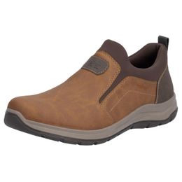 Rieker Herren Slipper, Gr. 43, braun, Lederimitat, Textil, Schuhe, Schlupfschuh, Halbschuh, Freizeitschuh mit gepolstertem Schaftrand