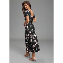 Laura Scott Damen Midikleid, bunt, Gr. 40, gebl&uuml;mt, Jersey, Obermaterial: 95% Viskose, 5% Elasthan, Kleider, mit tiefem R&uuml;ckenausschnitt und