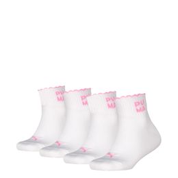 Puma M&auml;dchen Kurzsocken "Puma KIDS SQUARE LOGO QUARTER 4P ECOM", Gr. 31wei&szlig;, pink, Obermaterial: 67% Baumwolle, 16% Polyester, 15% Polyamid, 2%