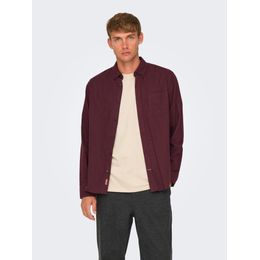Only & Sons ONLY & SONS Herren Langarmhemd "ONSROAD LIFE REG MELANGE LS SHIRT NOOS", braun, Gr. M, unifarben, Web, Obermaterial: 100% Baumwolle, Hemden