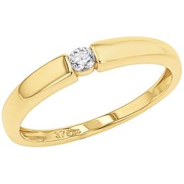 Amor Damen Fingerring "2037428/-29/-30/-31/-32", 52, Gelbgold 375, 1,2mm, gold, Gelbgold 375, Fingerringe, mit Zirkonia (synth.)