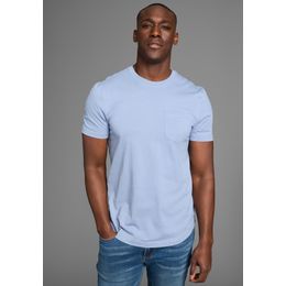 Bruno Banani Herren Longshirt, blau, Basic, Gr. XXXL, unifarben, Jersey, Obermaterial: 100% Baumwolle, Shirts, mit abgerundetem Saum und 4cm Mehrl&auml;nge