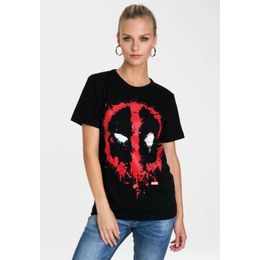 logoshirt Damen T-Shirt "Marvel Deadpool Face", schwarz, Gr. L, unifarben, 100% Baumwolle, Shirts, mit coolem Print