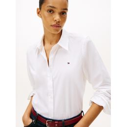 Tommy Hilfiger Damen Hemdbluse "ESS POPLIN REGULAR SHIRT"th optic wei&szlig;, Gr. 42, unifarben, Web, Obermaterial: 97% Baumwolle, 3% Elasthan, Blusen,