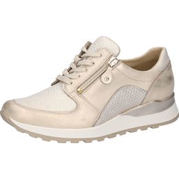 Waldl&auml;ufer Keilsneaker WALDL&Auml;UFER "HIROKO-SOFT", Damen, Gr. 4 (37), goldfarben, Nappaleder, Textil, Veloursleder, metallic, Schuhe Sneaker, Orthotritt Ausstattung, H-Weite, Freizeitschuh, Halbschuh, Schn&uuml;rschuh
