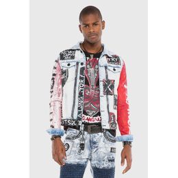 Cipo & Baxx CIPO & BAXX Herren Jeansjacke "Jacke", blau, Gr. S, gemustert, Stoff, 100% Baumwolle, Jacken, mit vielen Details