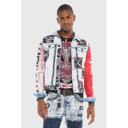 Cipo & Baxx CIPO & BAXX Herren Jeansjacke "Jacke", blau, Gr. M, gemustert, Stoff, 100% Baumwolle, Jacken, mit vielen Details