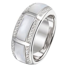 Jobo Damen Fingerring, 52, Silber 925 (Sterlingsilber), silber, Silber 925 (Sterlingsilber), Fingerringe, 925 Silber mit Perlmutt und 42 Zirkonia