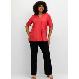 sheego Damen Longbluse, rot, Gr. 44, unifarben, 100% Modal, Blusen
