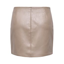 Only Damen Lederimitatrock "ONLASTRIA FAUX LEATHER SHORT SKIRT OTW", beige, Gr. L, unifarben, Web, Obermaterial: 100% Polyester, R&ouml;cke, mit Knopf