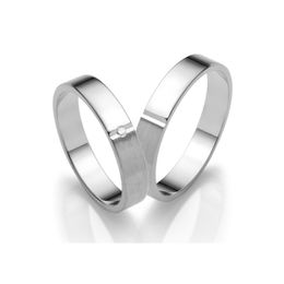 Firetti Damen Trauring "Schmuck Geschenk Gold 750 Hochzeit Ehering "LIEBE"", 50, 0,01 SI = kleine Einschl&uuml;sse mit Brillant, Wei&szlig;gold 375, 4mm, wei&szlig;,