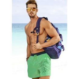 Kangaroos Herren Badeshorts "Adams", gr&uuml;n, Gr. XL, kontrastfarbene Details, Microfaser, Badehosen, mit gro&szlig;em Logoschriftzug