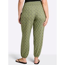 sheego Damen Schlupfhose, gr&uuml;n, Gr. 54, bedruckt, gemustert, 95% Viskose, 5% Elasthan, Hosen