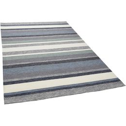 Teppich Gino Falcone, B:120cm H:20mm L:180cm, blau, Kunstfaser, Wohnzimmer, Teppiche, "Rosetta-Stripes", In- und Outdoor geeignet, Wohnzimmer