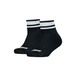 Puma Kinder Kurzsocken "Puma KIDS CLYDE CUSHIONED QUARTER 2P", Gr. 35, schwarz, Baumwollmischung, gestreift, Socken, mit gestreiften B&uuml;ndchen