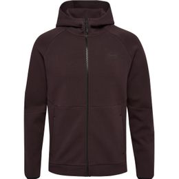 Kapuzensweatjacke Hummel "HMLTECH FLEECE REGULAR ZIP HOODIE", Herren, Gr. L, chocolate plum, Obermaterial: 74% Baumwolle, 14% sonstige Fasern, 6% Elasthan, 6% Polyester, normal, Rundhals, Sweatjacken, mit Kapuze, mit Rei&szlig;verschluss, mit Rei&szlig;verschlusstaschen