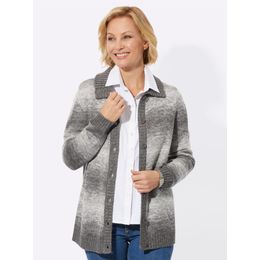 Classic Basics Damen Strickjacke, grau, Gr. 40, gemustert, gestreift, mehrfarbig, 100% Polyacryl, Strickjacken