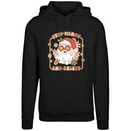 F4NT4STIC Damen Kapuzenpullover "Stay Merry And Bright Hippie Santa", schwarz, Gr. L, Obermaterial: 65% Baumwolle, 35% Polyester, Pullover, Premium