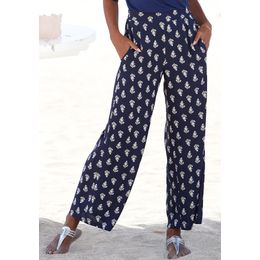 Vivance Damen Palazzohose "in l&auml;ssigem Schnitt und weiten Beinen", blau, Gr. 34, bedruckt, Web, Obermaterial: 100% Viskose, Hosen, mit Alloverdruck