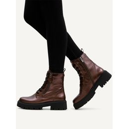 Caprice Damen Schn&uuml;rboots, Gr. 37dunkelbraun, Leder, metallic, Schuhe, Blockabsatz, Schn&uuml;rstiefelette, Zierrei&szlig;verschluss an der Au&szlig;enseite