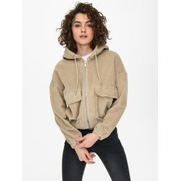 Only Damen Cordjacke "ONLKENZIE L/S CORD JACKET PNT NOOS", beige, Gr. XS, unifarben, Cord, Obermaterial: 98% Baumwolle, 2% Elasthan, Jacken,