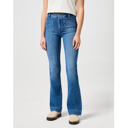 Wrangler Damen Bootcut-Jeans "Flare", blau, Gr. 27, unifarben, Denim/Jeans, Obermaterial: 80% Baumwolle, 18% Polyester, 2% Elasthan, Jeans, im