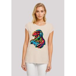 F4NT4STIC Damen T-Shirt "Dinosaurier Gamer", wei&szlig;, Gr. 4XL, Obermaterial: 100% Baumwolle, Shirts, Premium Qualit&auml;t