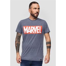 Recovered Damen T-Shirt "Marvel Pixel Logo", blau, Gr. S, bedruckt, 100% Baumwolle, Shirts, im lockeren Schnitt