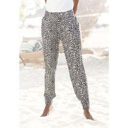 Vivance Damen Jerseyhose "aus luftig-leichtem Stoff", schwarz-wei&szlig;, Gr. 34, bedruckt, Jersey, Obermaterial: 100% Viskose, Hosen, und Animalprint,