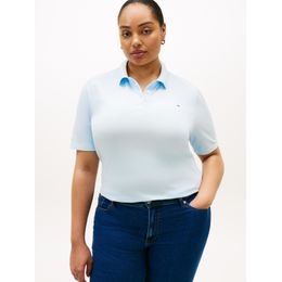 Damen Poloshirt "CRV 1985 REG PIQUE POLO SS"keepsake blau, Gr. 52, Tommy Hilfiger Curve, unifarben, Piqu&eacute;, Obermaterial: 96% Baumwolle, 4% Elasthan,