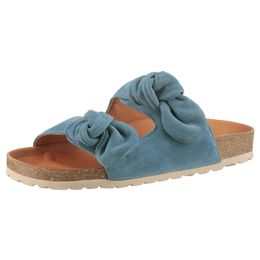 VERBENAS Damen Pantolette "Rain", Gr. 39, blau, Veloursleder, Schuhe, Sommerschuh, Schlappen, Strandschuh, Hausschuh mit Softfu&szlig;bett