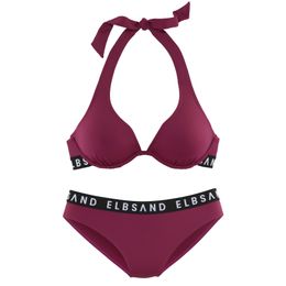 ELBSAND Damen B&uuml;gel-Bikini, pink, Gr. 36, unifarben mit Farbeinsatz, Recycling-Polyamid, Bikini-Sets, mit Markenschriftz&uuml;gen in Kontrastfarbe