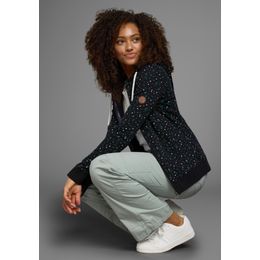Kangaroos Damen Kapuzensweatjacke, schwarz, Gr. 44, bedruckt, kontrastfarbene Details, Interlock, Obermaterial: 100% Baumwolle, Sweatjacken, mit